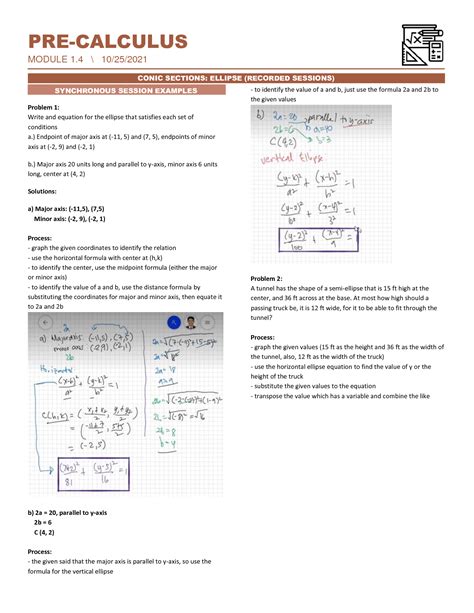 SOLUTION Ellipse Practice Problems Studypool