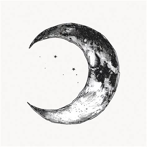 Premium Vector Vintage Crescent Moon Illustration
