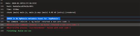 Docker With Angular Giving Error Error In No Ngmodule Metadata Found For Appmodule Stack