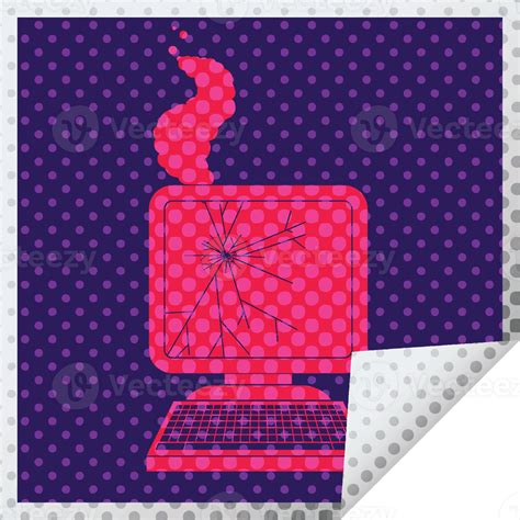 Broken Computer Graphic Square Peeling Sticker 41017960 Png
