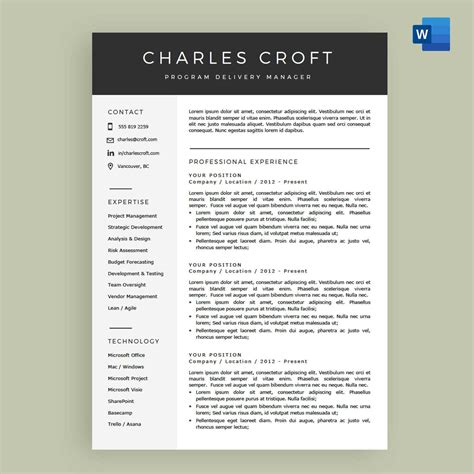 Microsoft Word Resume Template 2019 Constructionklim
