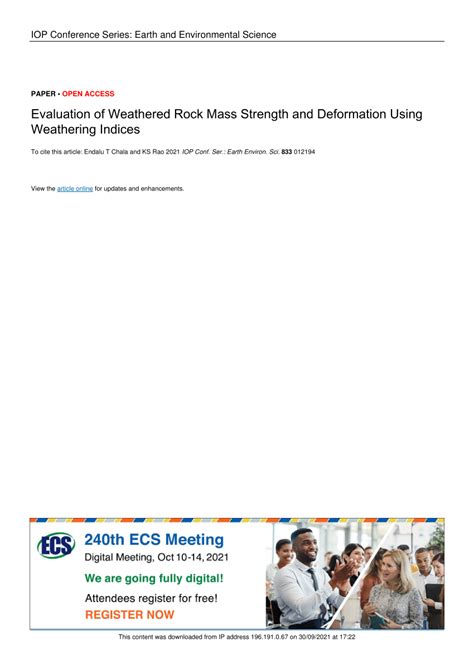 Pdf Evaluation Of Weathered Rock Mass Strength And Deformation Using