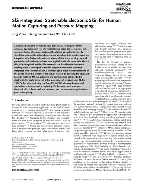 Pdf Skin‐integrated Stretchable Electronic Skin For Human Motion Capturing And Pressure Mapping