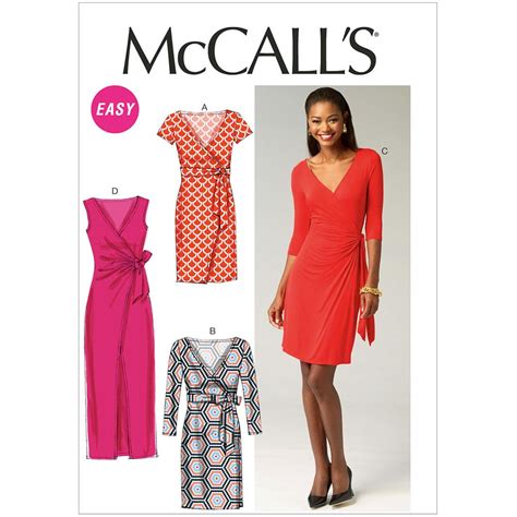Misses Dresses Mccalls Pattern 6884 Wrap Dress Pattern Knit Dress