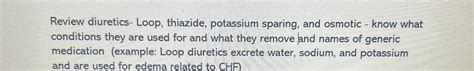 Solved Review Diuretics ﻿loop Thiazide Potassium Sparing