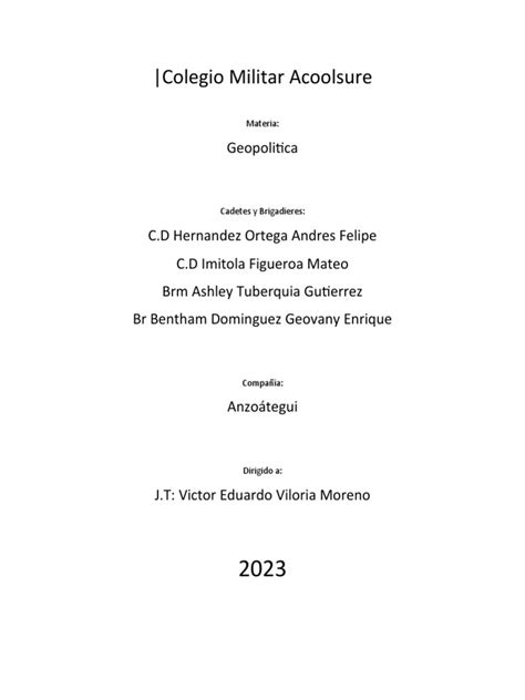 Geopolitica Pdf Colombia Geopolítica