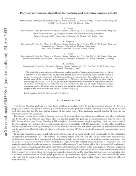 Pdf Polynomial Iterative Algorithms For Coloring And Analyzing Random