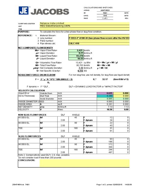 Slug Force Calculation Mea Lines Pdf
