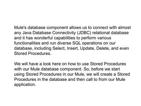 Mule With Stored Procedure Ppt