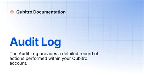 audit log qubitro documentation