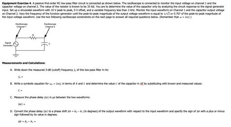 Solved Equipment Exercise 4 A Passive First Order Rc