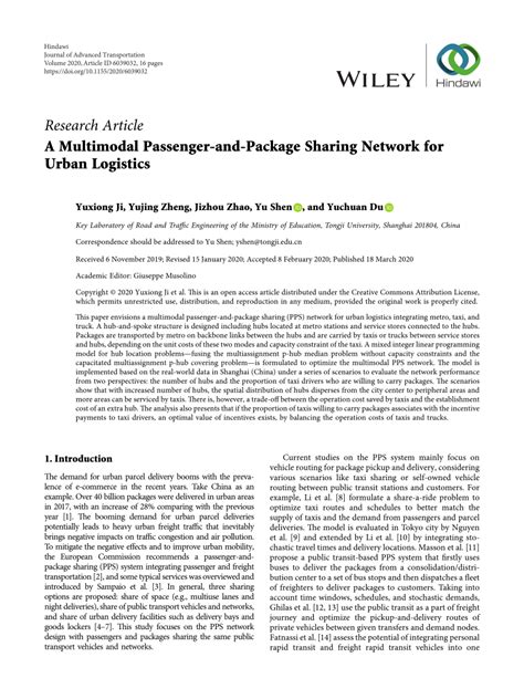 Pdf A Multimodal Passenger And Package Sharing Network For Urban