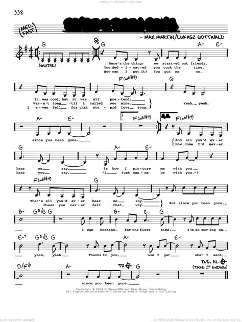 Since U Been Gone Sheet Music Real Book With Lyrics Pdf