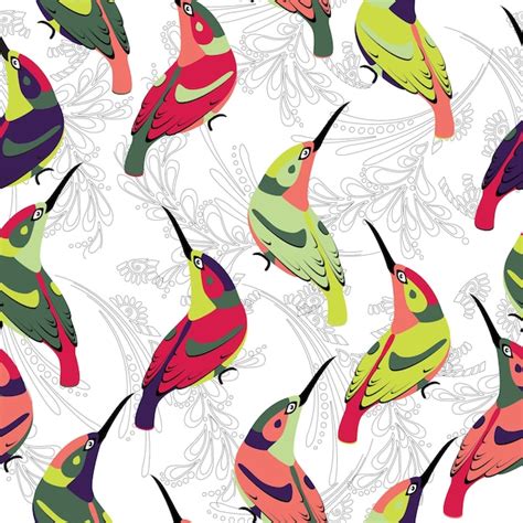 premium vector bird pattern vector seamless background with