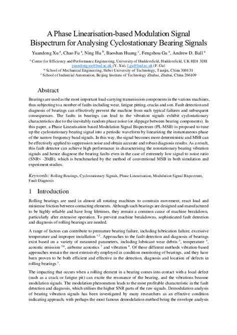 Pdf A Phase Linearisationbased Modulation Signal Bispectrum For Analysing Cyclostationary