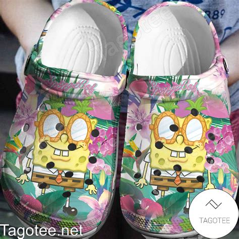 Spongebob Squarepants And Flowers Crocs Clogs Tagotee
