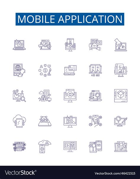 Mobile Application Line Icons Signs Set Design Vector Image