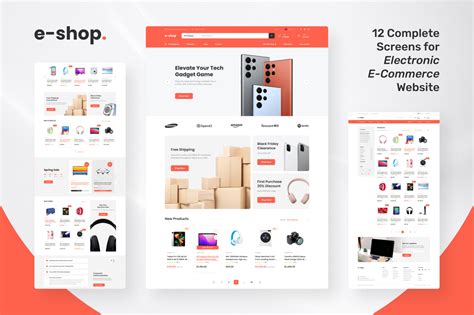 E Shop Electronic E Commerce Website Design UI Template On Yellow