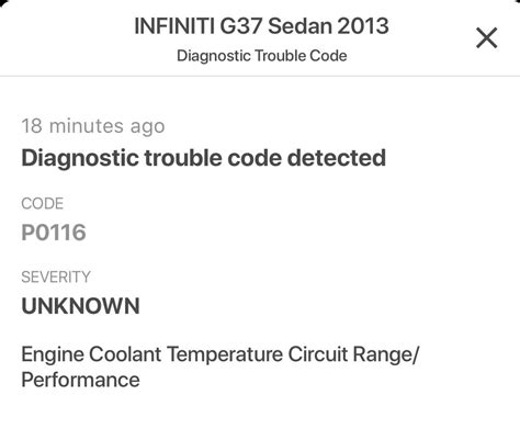 I Recently Got A Code P0116 On My G37x 2013 110 000 Miles Tried Doing My Own Due Diligence