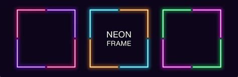 네온 사각형 프레임 4 각 부분의 사분면 네온 테두리 세트 기하학적 모양 0명에 대한 스톡 벡터 아트 및 기타 이미지 0명 Led 조명 개체 그룹 Istock
