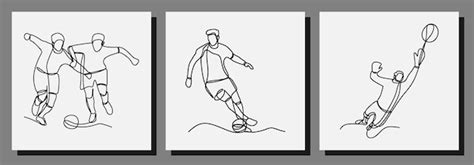 축구 선수 재생 축구 한 라인 아트 벡터 Ilustration 프리미엄 벡터