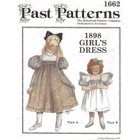 Late 1890s Girls Dress Sewing Pattern Past Patterns 1662