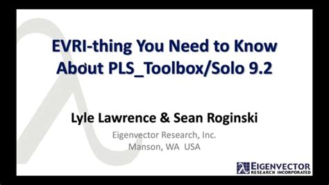 evri thing you need to know about pls toolbox and solo 9 2 eigenvector