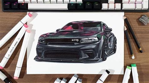 How To Draw A Dodge Charger Srt Hellcat Realistic Step By Step
