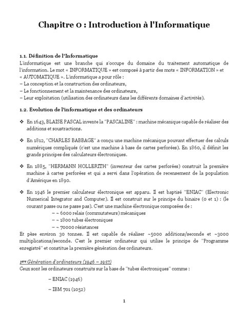 C1 Cours Algo Prog Pdf Fichier Informatique Système Dexploitation