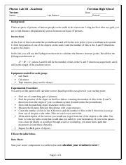 Physics Lab III Vectoring Academic Doc Physics Lab III Academic Vectors Freedom High