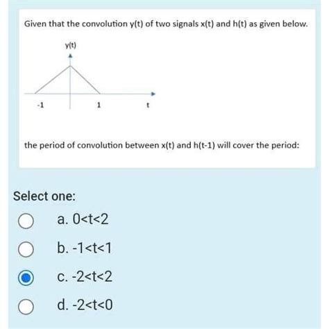 Solved Given That The Convolution Y T Of Two Signals X T Chegg