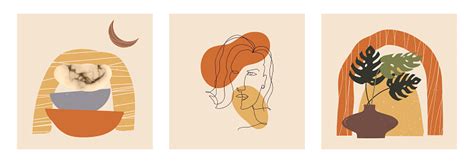 기하학적 균형 모양 계단 식물 냄비와 추상적 인 현대 미적 배경의 현대 세트 트렌디한 미드 센추리 모던 아트 포스터 프린트 보헤미안 미니멀리즘 벽 장식 개체 그룹에 대한