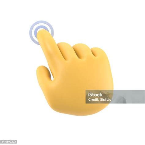 만화 제스처 아이콘 모형3d 그림 손 터치 버튼 만화 캐릭터 손 흰색 배경에 3d 렌더링 3차원 형태에 대한 스톡 사진 및 기타 이미지 Istock