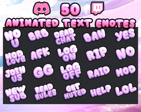 Emote Text Pack Lavender Sayings Floating Sparkling Emotes For
