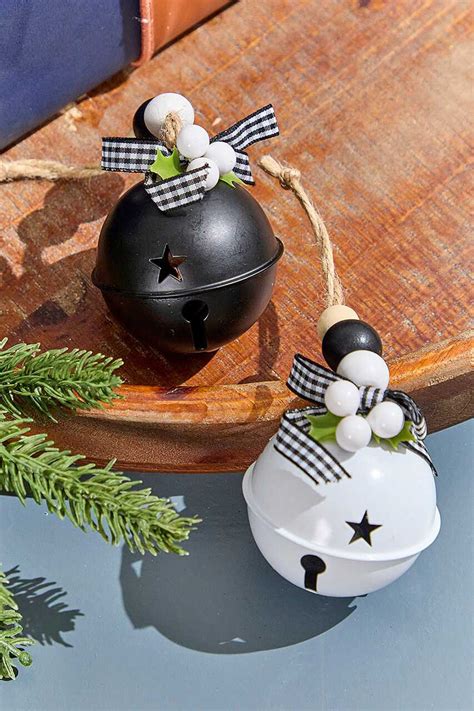 Sullivan Black White Bell Ornaments Set Of 2