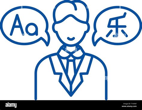 Translator Line Icon Concept Translator Flat Vector Symbol Sign Outline Illustration Stock