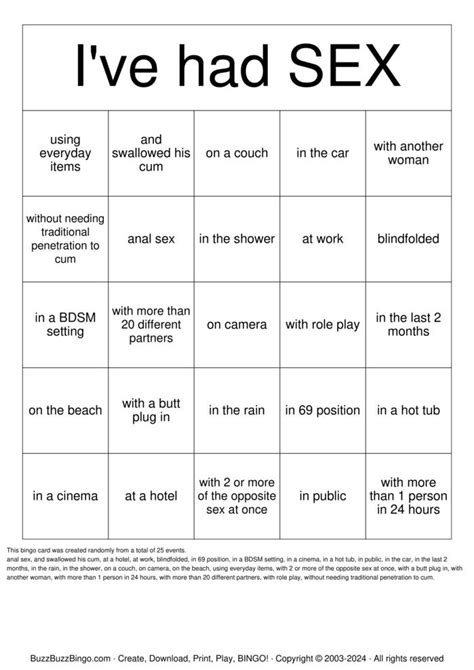 Ive Had Sex Bingo Cards To Download Print And Customize