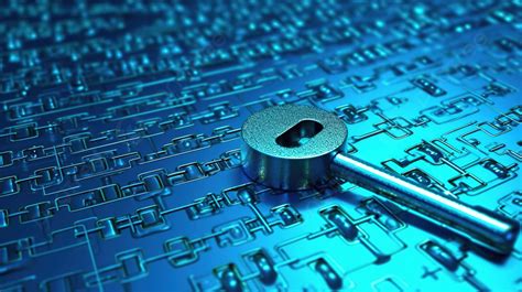 3d Illustration Of Blue Background With Key And Digital Binary Code Encryption Cryptography