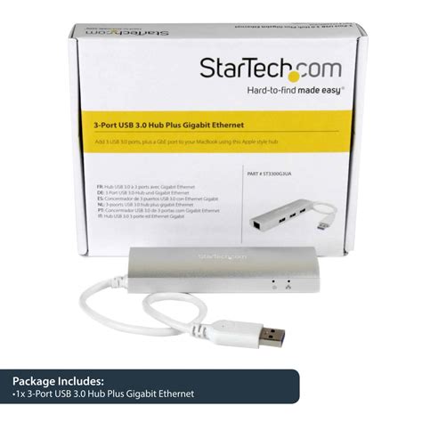 Buy StarTech Com ST3300G3UA 3 Port Portable USB 3 0 Hub Plus Gigabit Ethernet 5Gbps Built In