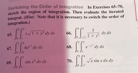 solved switching the order of integration in exercises