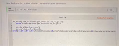 Solved 213 Lab Driving Costs Driving Is Expensive Write A
