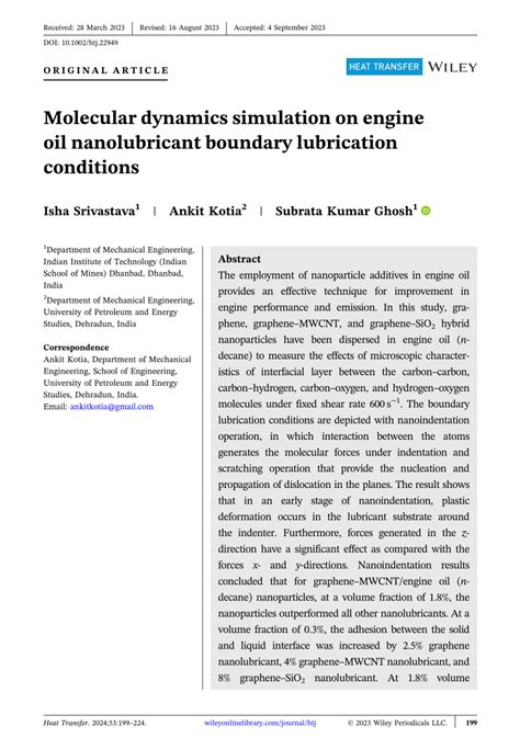 Molecular Dynamics Simulation On Engine Oil Nanolubricant Boundary Lubrication Conditions