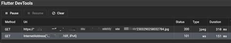 Each Image Request In The Network Of Flutter Devtools Generates A Ws Request Stack Overflow