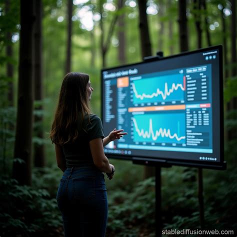 Woman Imagining Powerbi Dashboard In Forest Stable Diffusion Online