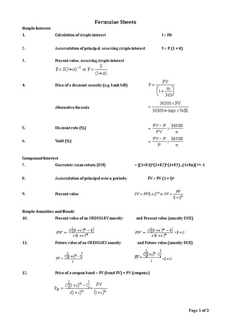 Bfc5926 Exam Formulae Sheets Page 1 Of 3 Formulae Sheets Simple Bfc5926 Exam Formulae Sheets Page 1 Of 3 Formulae Sheets Simple