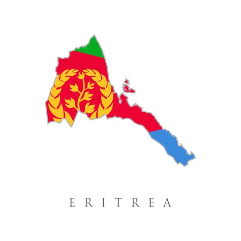 Eritrea Flag And Outline Of The Country On A White Background Eritrea