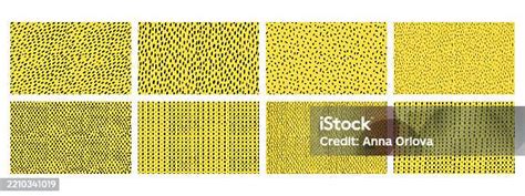 Collection Of Simple Seamless Patterns With Small Dashes Vector