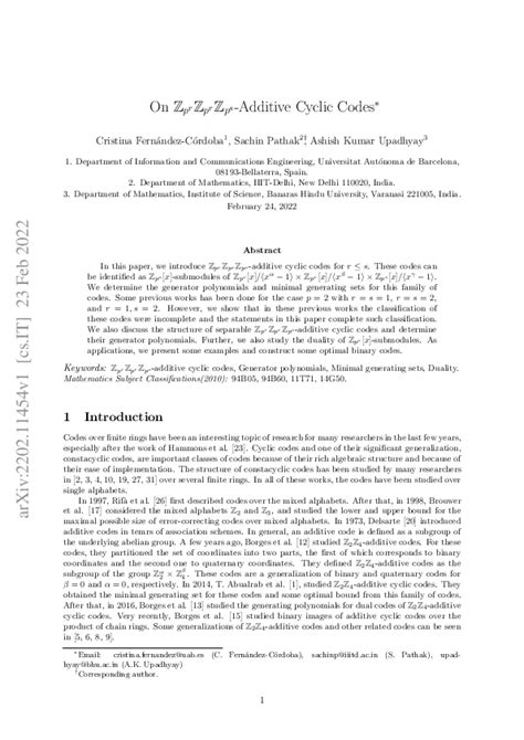 pdf on z {p r}z {p r}z {p s} additive cyclic codes ashish kumar upadhyay