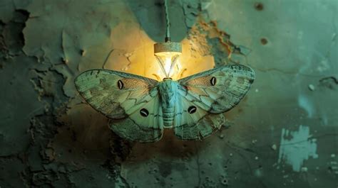Moth Attached To Light Premium Ai Generated Image