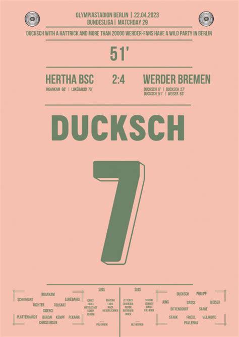Poster Marvin Duksch Vs Hertha Bsc Dreierpack Sichert Klassenerhalt Für Werder Bremen